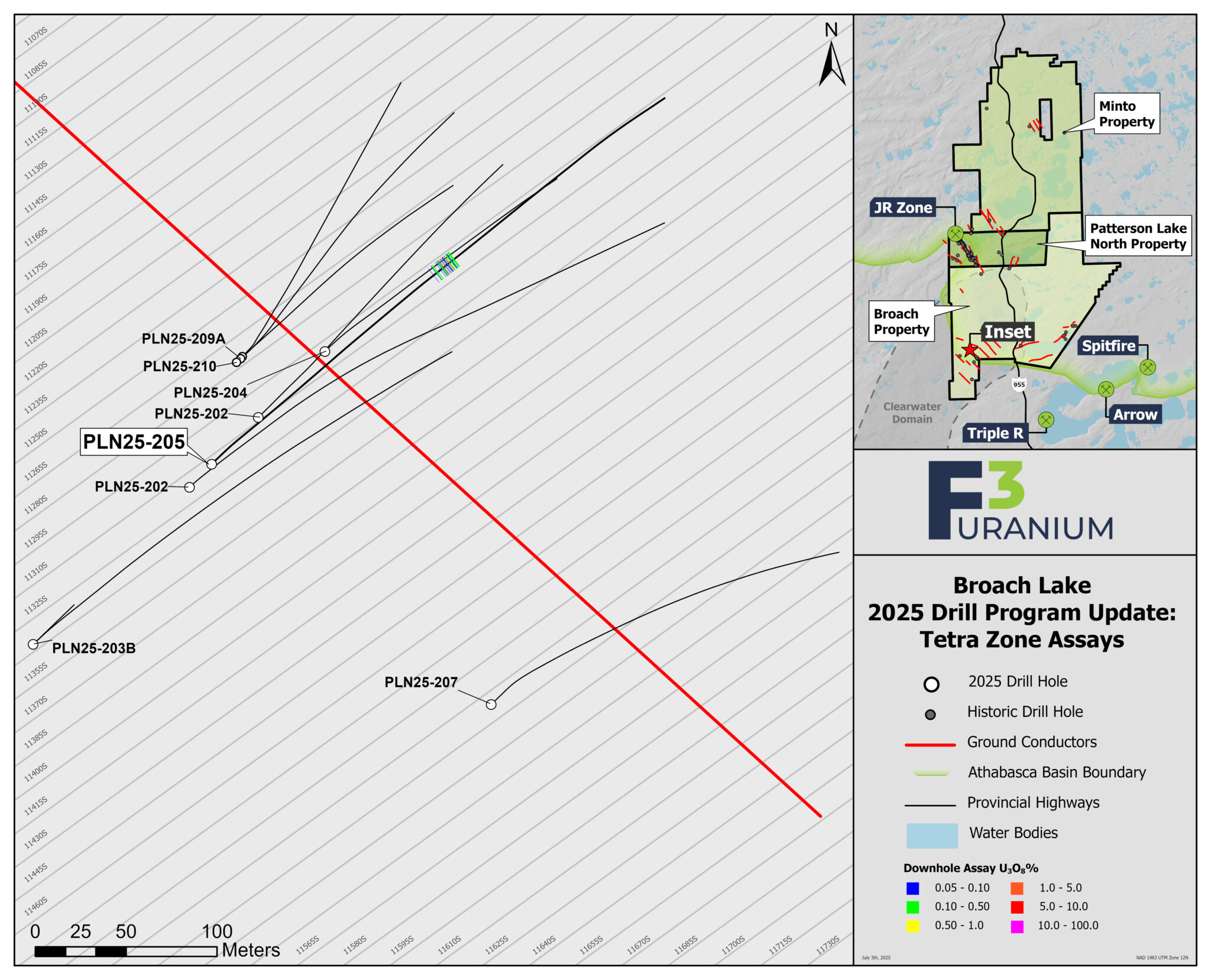 F3 Hits 2.50% over 1.0m - Confirms High Grade Uranium Discovery at Tetra Zone - F3 Uranium